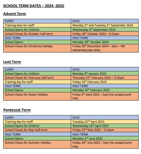 Term and School Diary Dates - St Mary's Catholic Voluntary Academy - Brigg